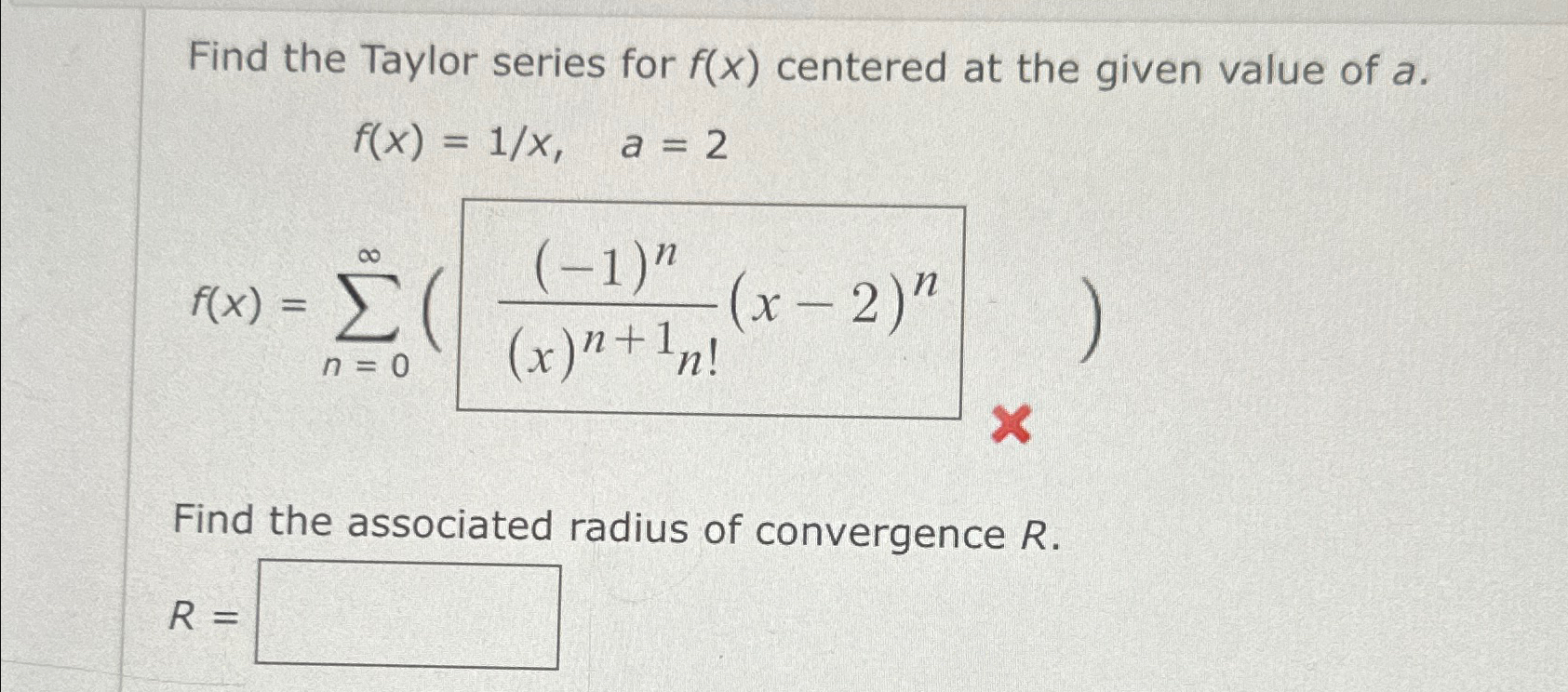 Solved Find the Taylor series for f(x) ﻿centered at the | Chegg.com