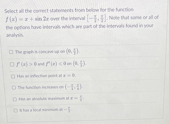 Solved Select all the correct statements from below for the | Chegg.com