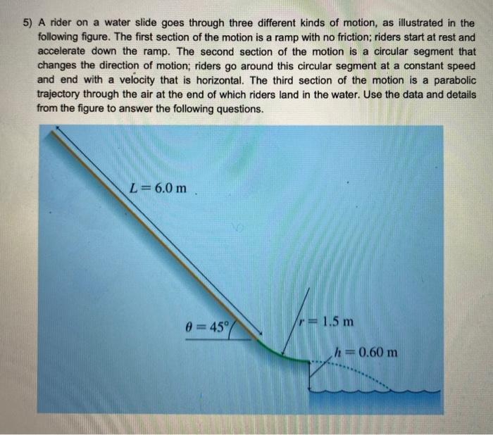 Solved 5) A rider on a water slide goes through three | Chegg.com