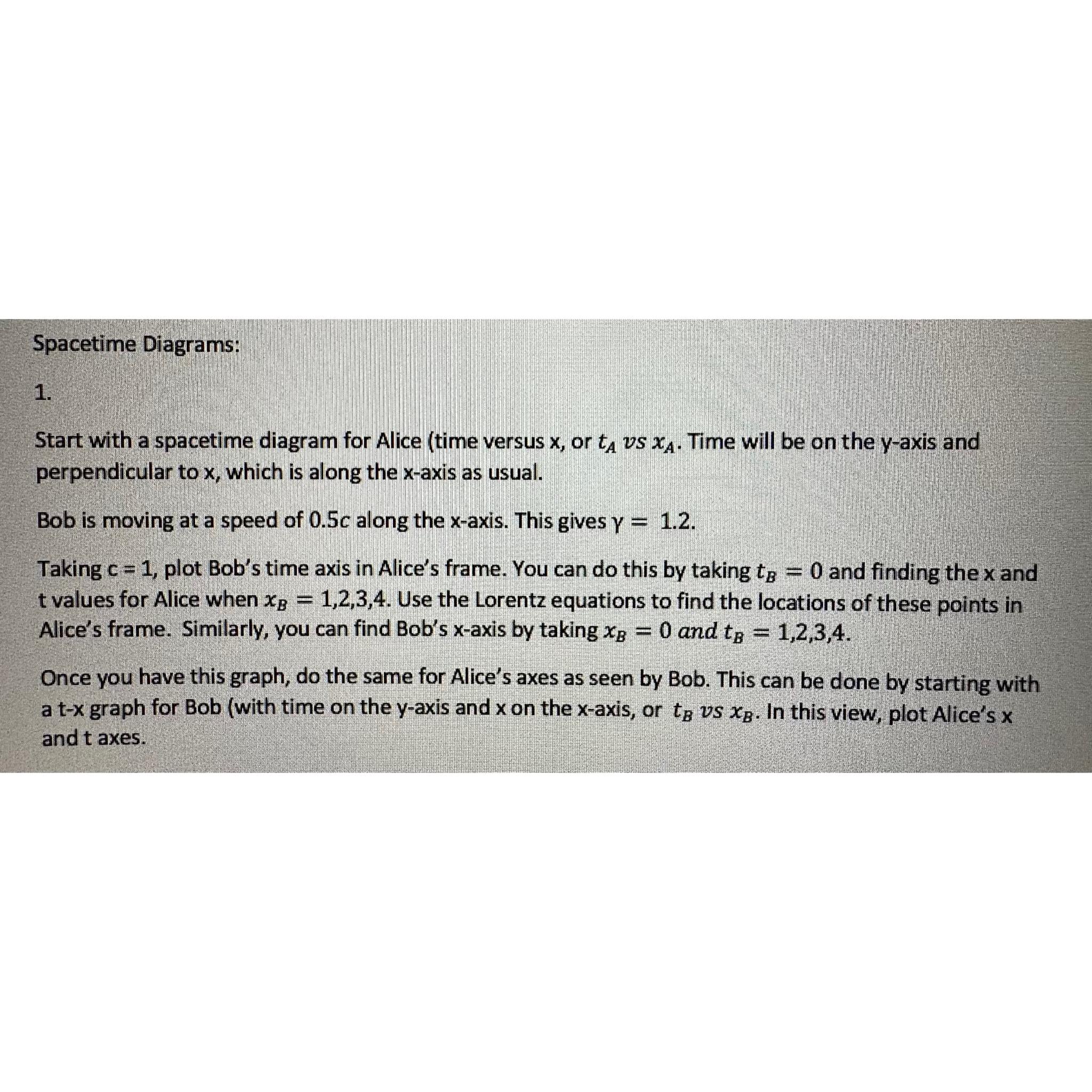 Solved Spacetime Diagrams:1.Start with a spacetime diagram | Chegg.com