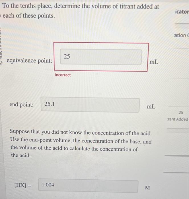 To the tenths place, determine the volume of titrant | Chegg.com
