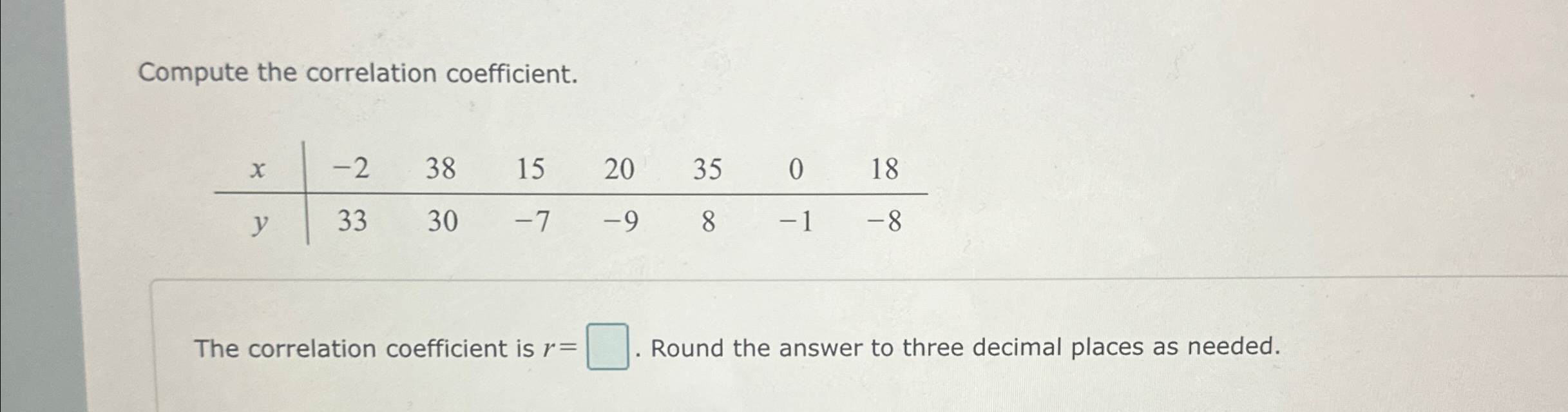 Compute the correlation | Chegg.com