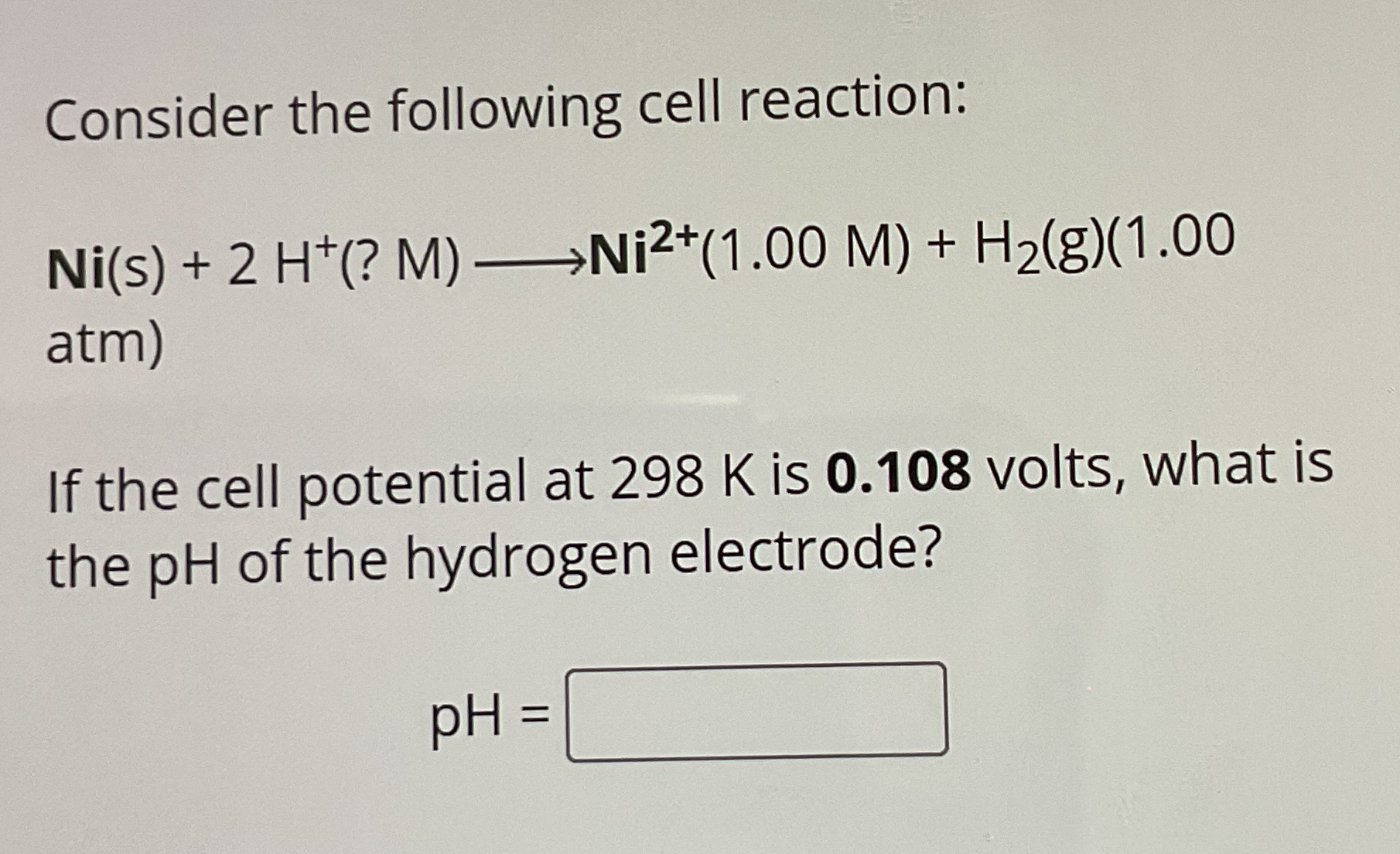 Consider the following cell reaction:atm)If the cell | Chegg.com