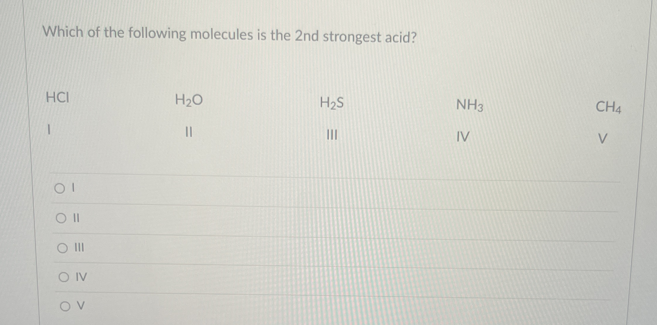 Solved Which of the following molecules is the 2 ﻿nd | Chegg.com