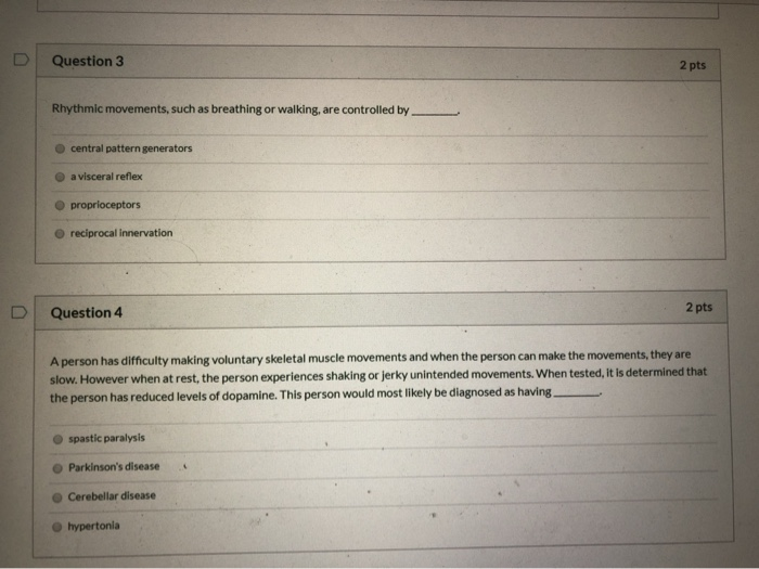 Solved Question 3 2 pts Rhythmic movements, such as | Chegg.com