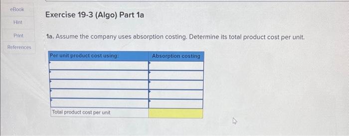 Solved Exercise 19-3 (Algo) Income statement under | Chegg.com