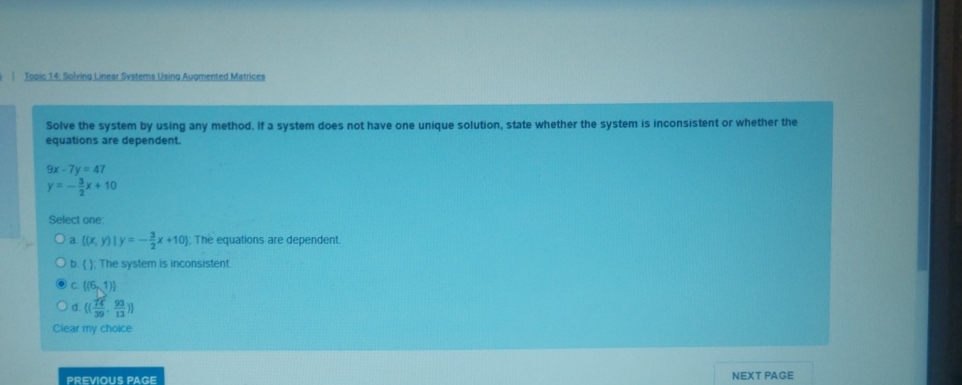 Solved Iopic 14 ﻿Solving Linear Systems Using Augnented | Chegg.com