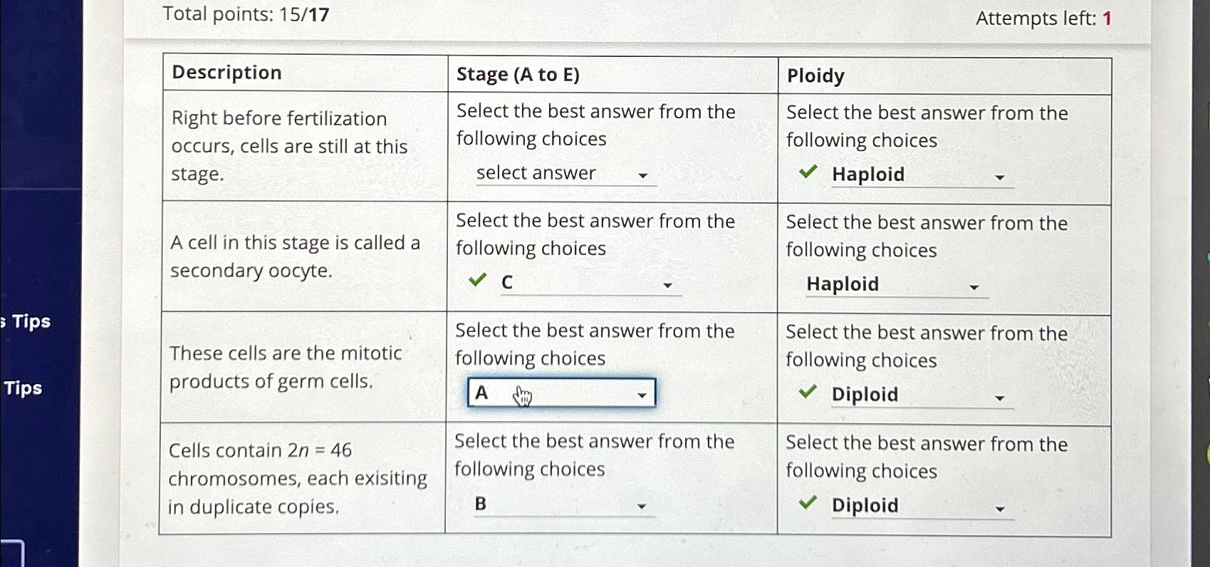 Solved Total points: 1517Attempts left: 1s | Chegg.com