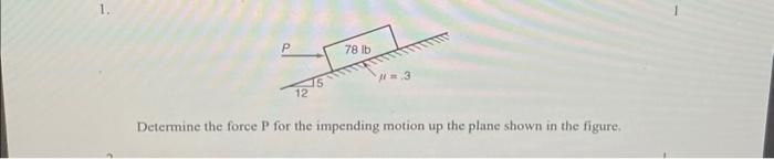 Solved Determine The Force P For The Impending Motion Up The