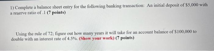 Solved 1) Complete a balance sheet entry for the following | Chegg.com