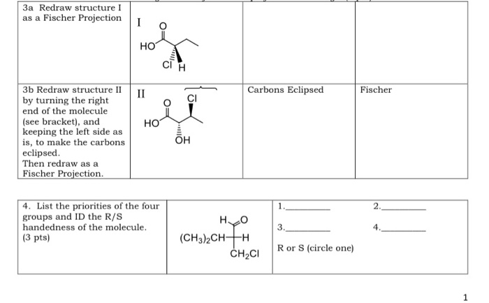 Solved 3a Redraw structure I as a Fischer Projection Carbons | Chegg.com