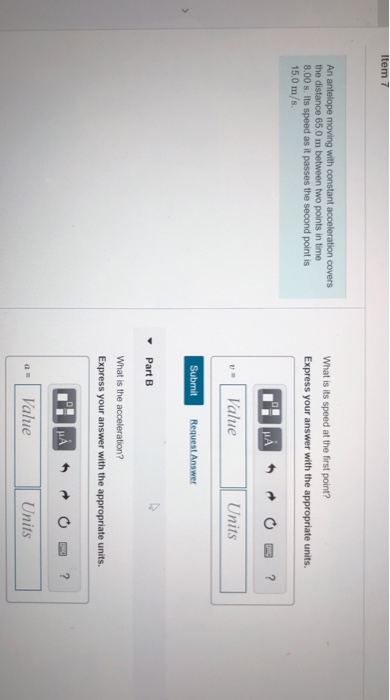 Solved Item 7 An Antelope Moving With Constant Acceleration