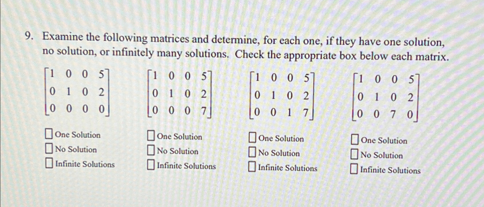 Solved Examine the following matrices and determine, for | Chegg.com
