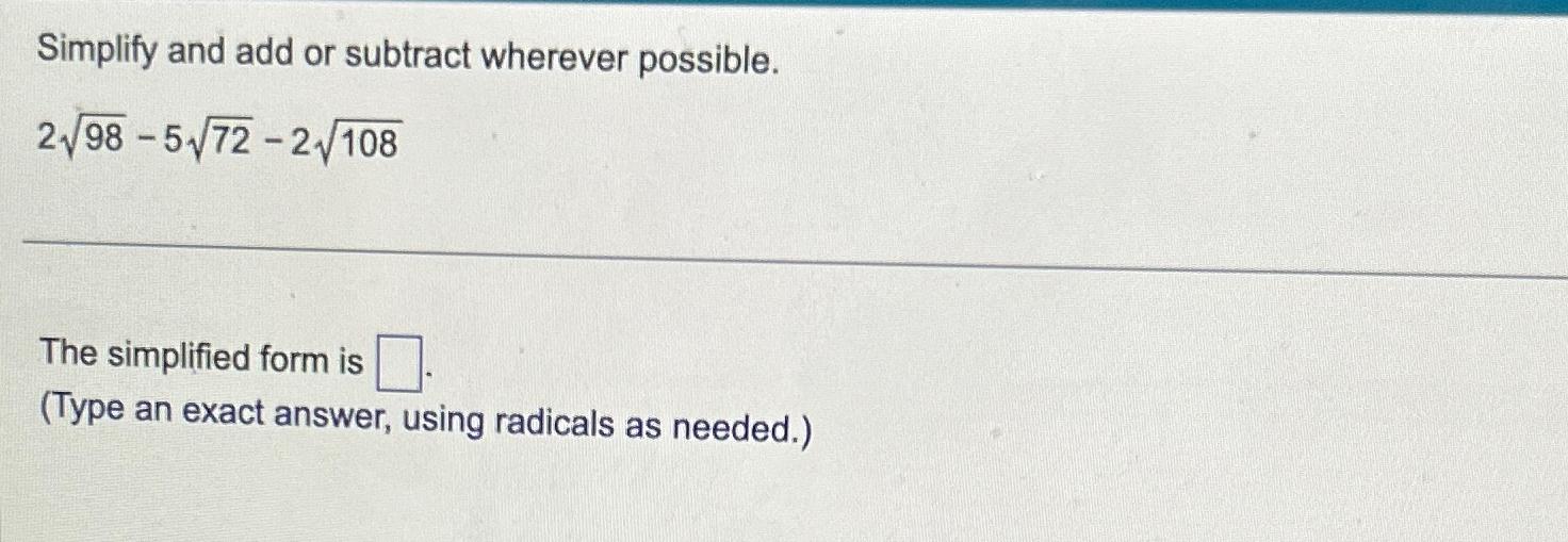 Solved Simplify and add or subtract wherever | Chegg.com
