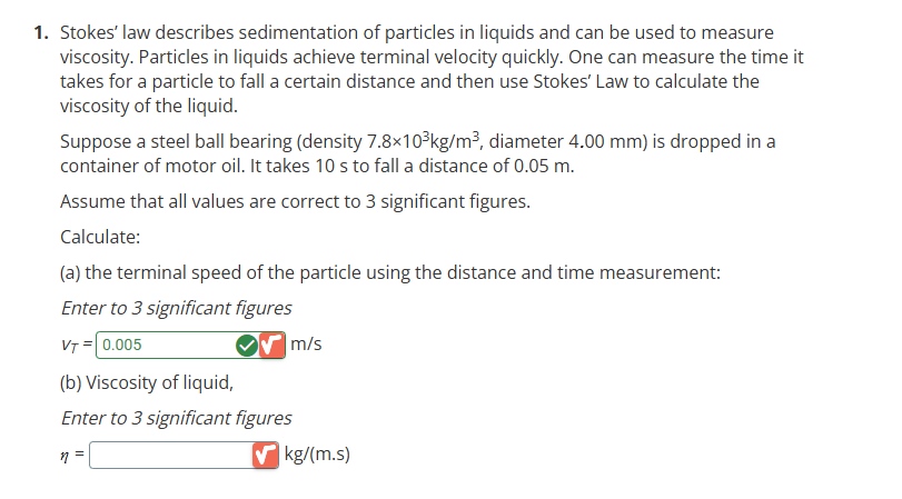 Solved 1. ﻿Stokes' law describes sedimentation of particles | Chegg.com
