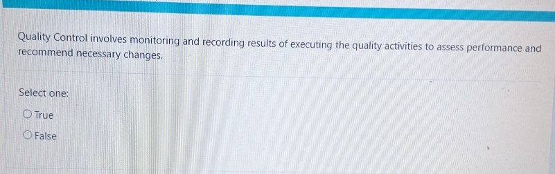 Solved Quality Control involves monitoring and recording | Chegg.com