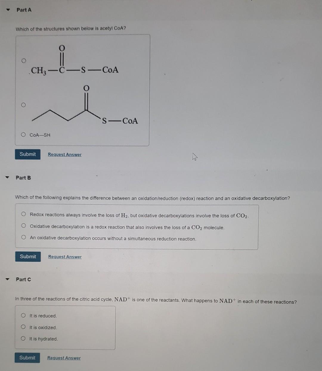 Solved Which of the structures shown below is acetyl CoA? | Chegg.com