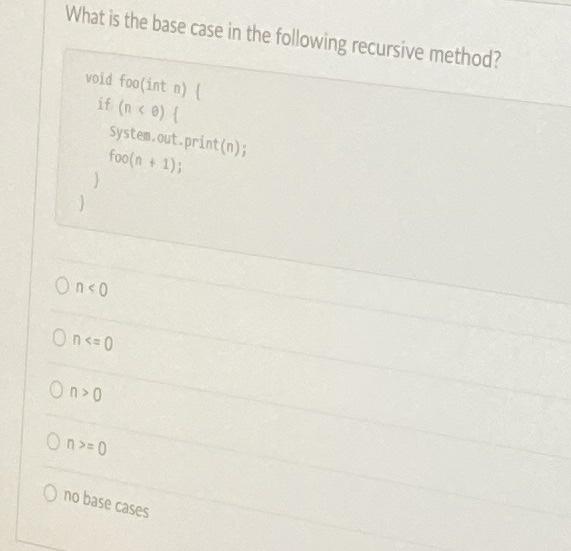 Solved What is the base case in the following recursive | Chegg.com