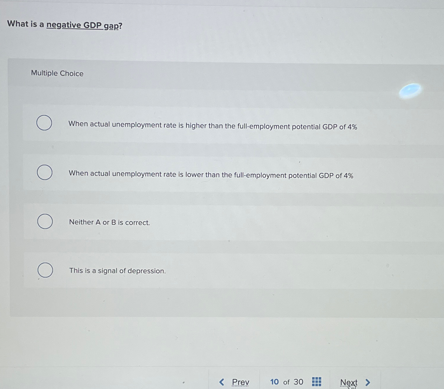 Solved What is a negative GDP gap?Multiple ChoiceWhen actual | Chegg.com
