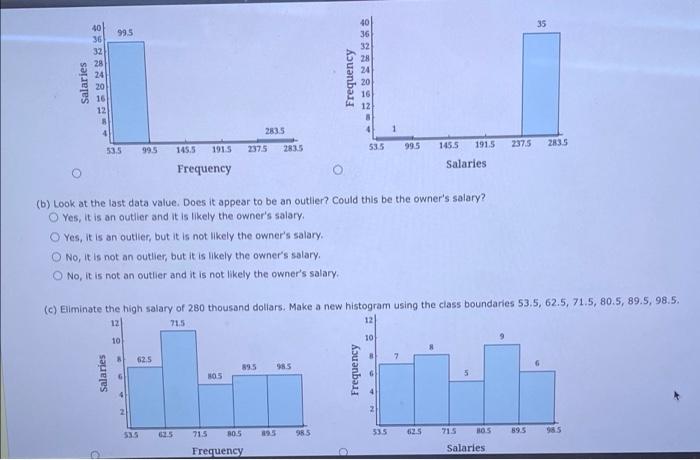 Solved The following data represent salaries, in thousands | Chegg.com