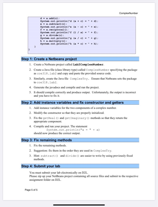 Solved Complexnumber Coe318 Lab 2 Complexnumber Objects 