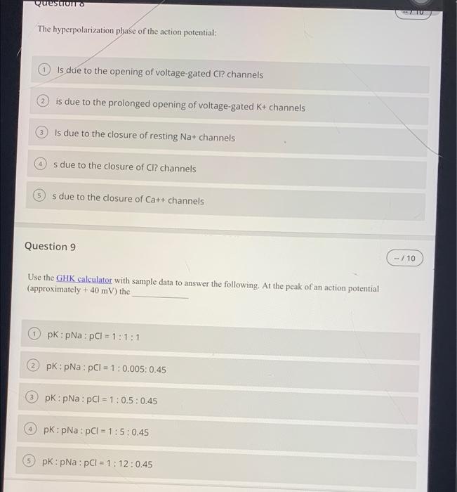 Solved The hyperpolarization phase of the action potential: | Chegg.com