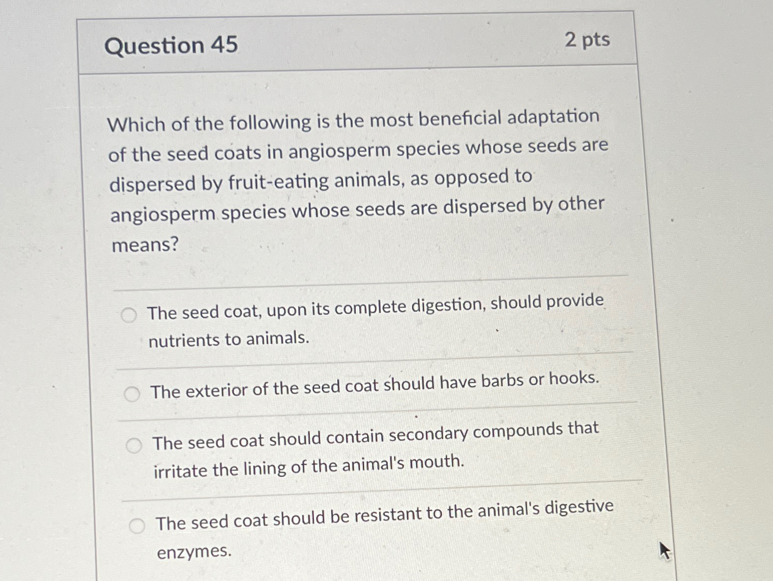 Solved Question 452 ﻿ptsWhich of the following is the most | Chegg.com