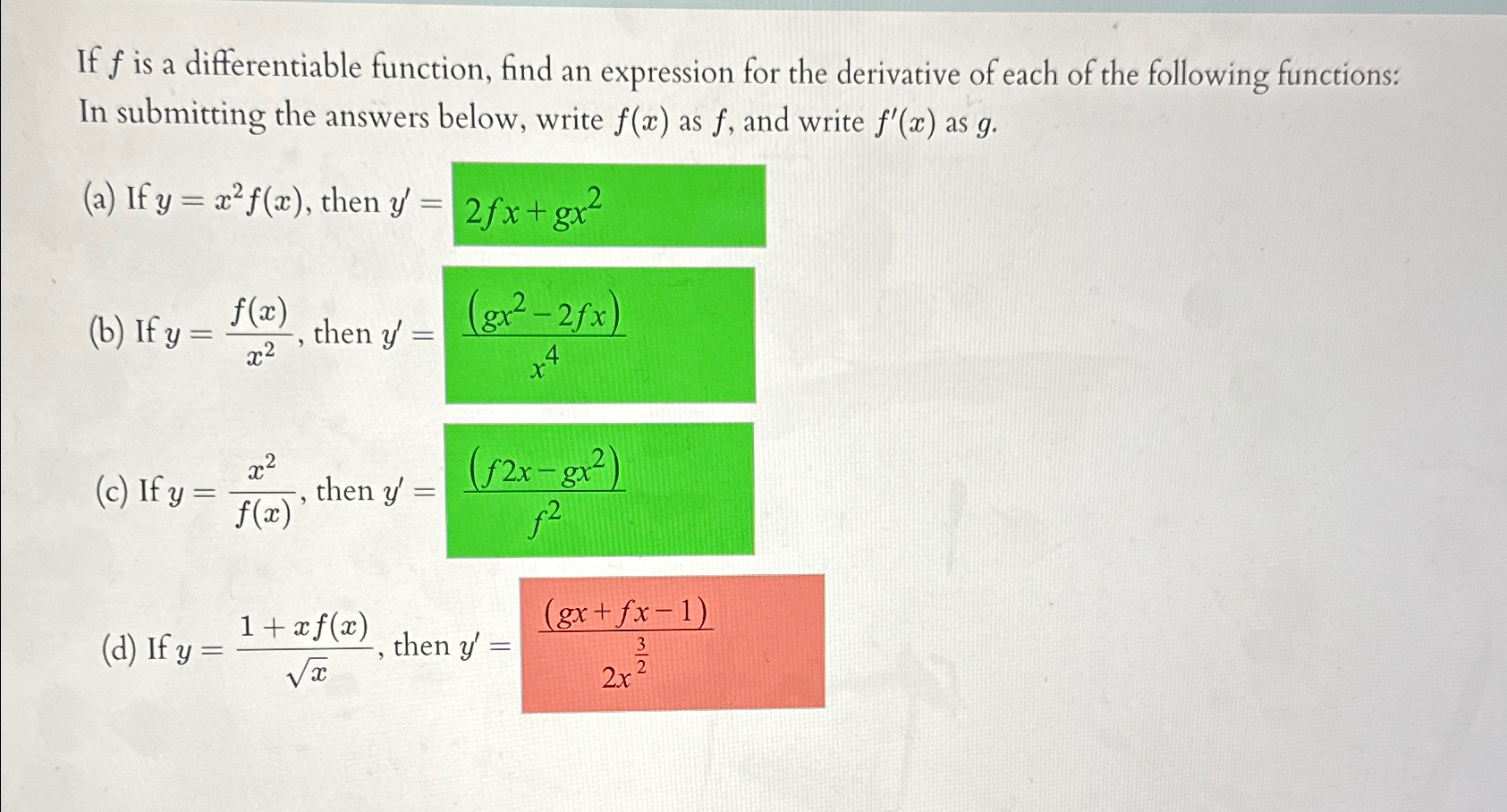 Solved If f ﻿is a differentiable function, find an | Chegg.com