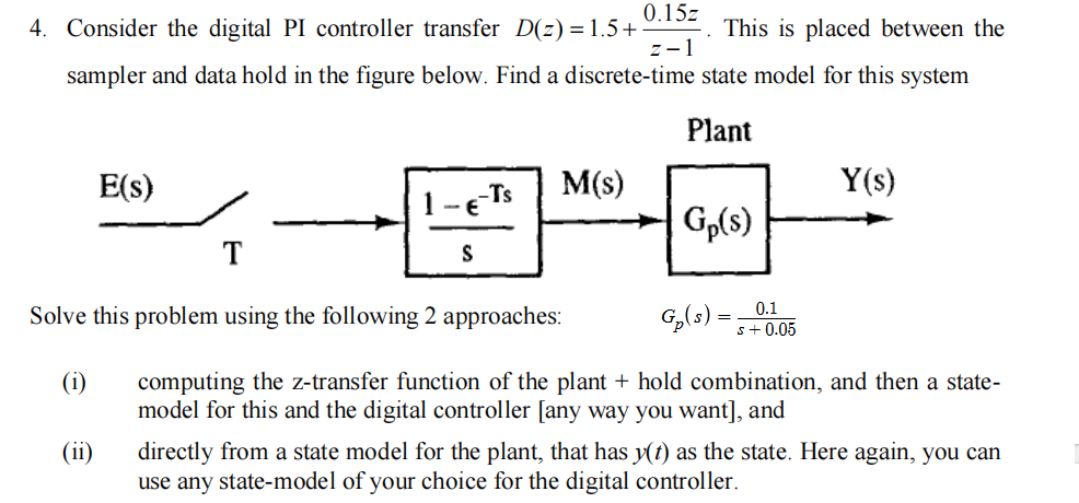 Solved Consider the digital PI controller transfer | Chegg.com