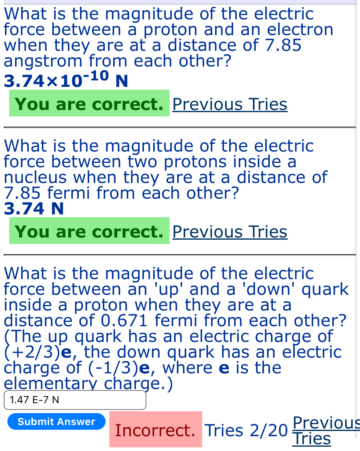 Solved What is the magnitude of the electric force between a | Chegg.com