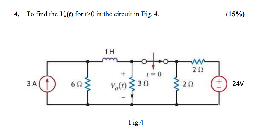 Solved To find the Vo(t) ﻿for t>0 ﻿in the circuit in Fig. | Chegg.com