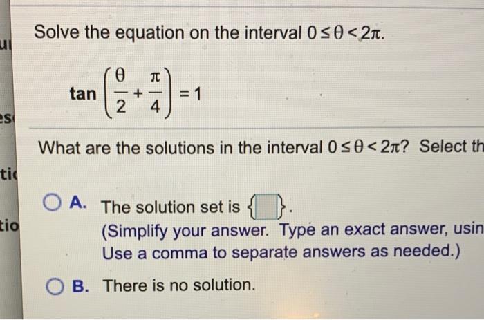 Solved Solve the equation on the interval 050