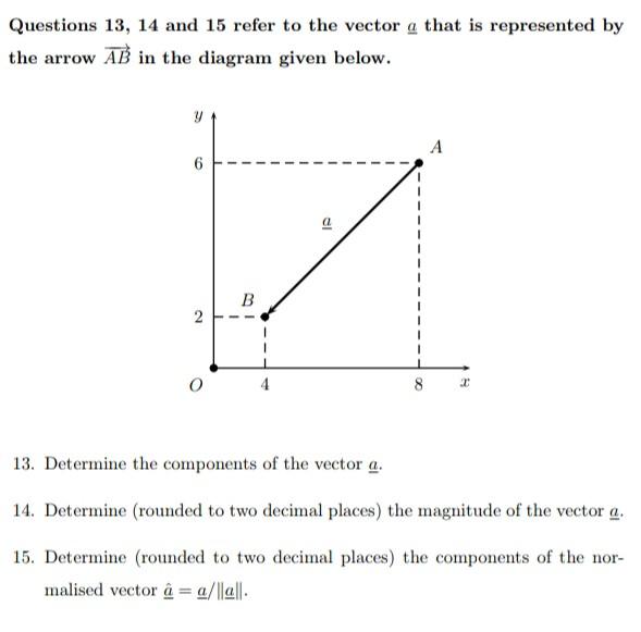 Solved Questions 13,14 and 15 refer to the vector a that is | Chegg.com
