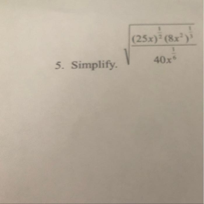 Solved 6 4. Solve 52x+6 = 125 (25x)* (8x) ? (? 40x 5. | Chegg.com