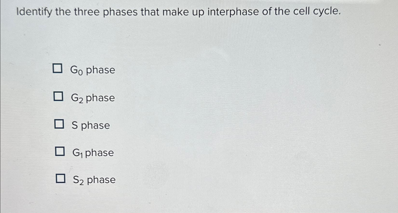 Solved Identify the three phases that make up interphase of | Chegg.com
