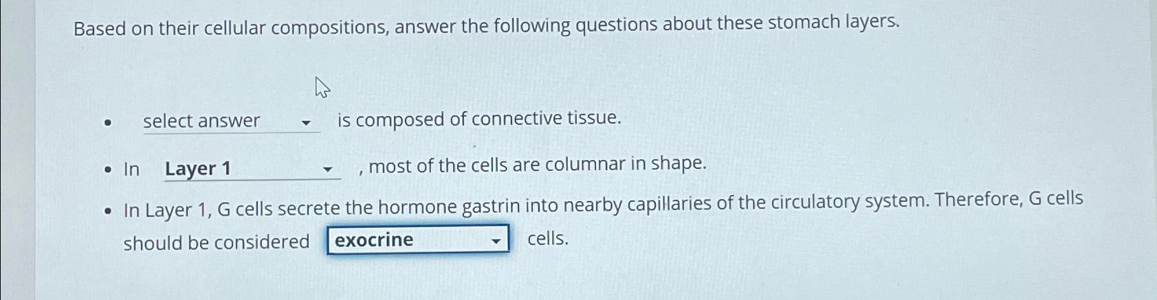 Solved Based on their cellular compositions, answer the | Chegg.com