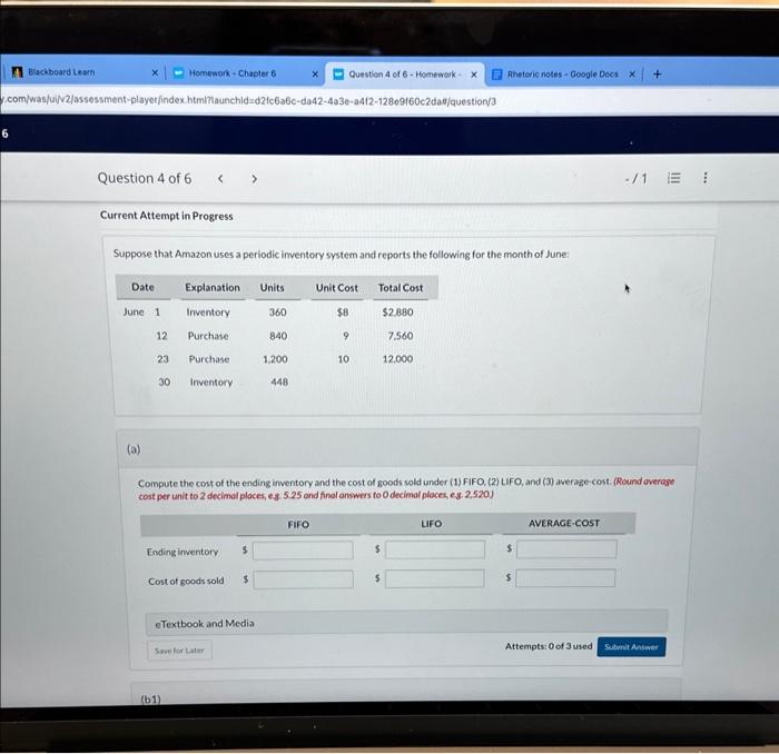 Solved Blackboard Learn 6 X w Homework- Chapter 6 | Chegg.com