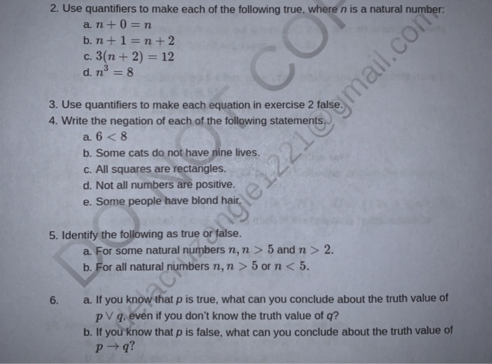 Solved 2. Use quantifiers to make each of the following | Chegg.com