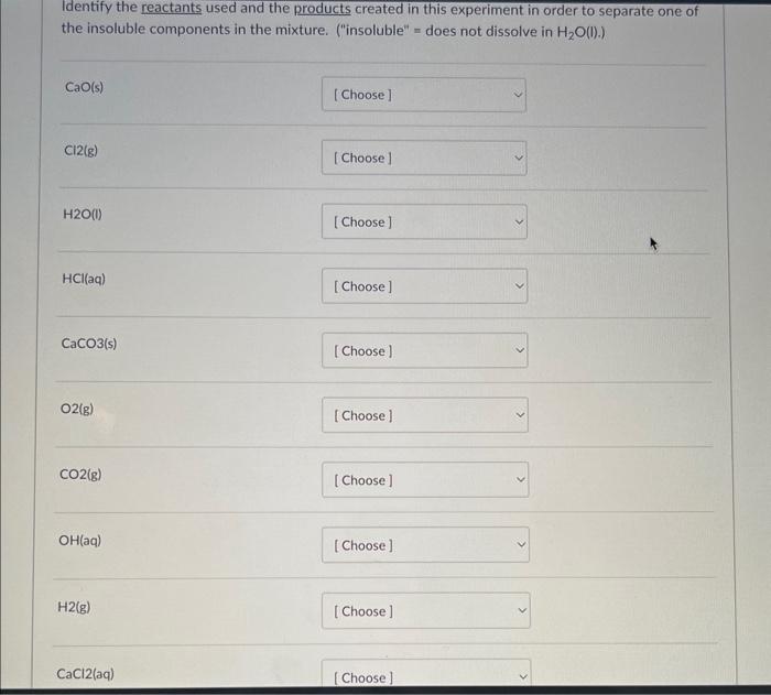 Identify the reactants used and the products created | Chegg.com
