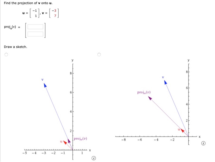 Solved Find the projection of v onto u. --[1] -[] proj, (v) | Chegg.com