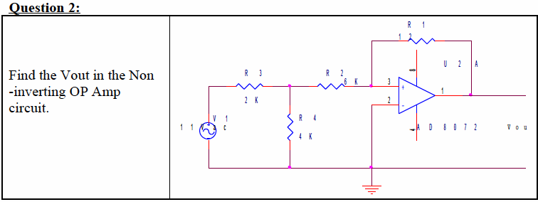 Solved Find the Vout in the Non -inverting OP Amp circuit. | Chegg.com