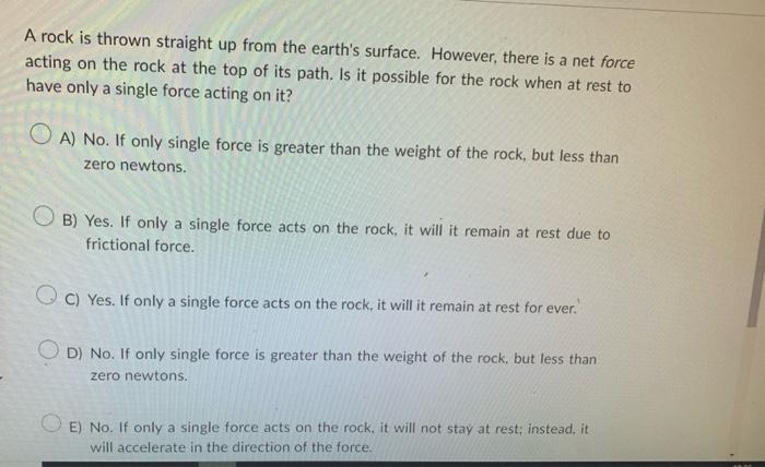 Solved A rock is thrown straight up from the earth's | Chegg.com