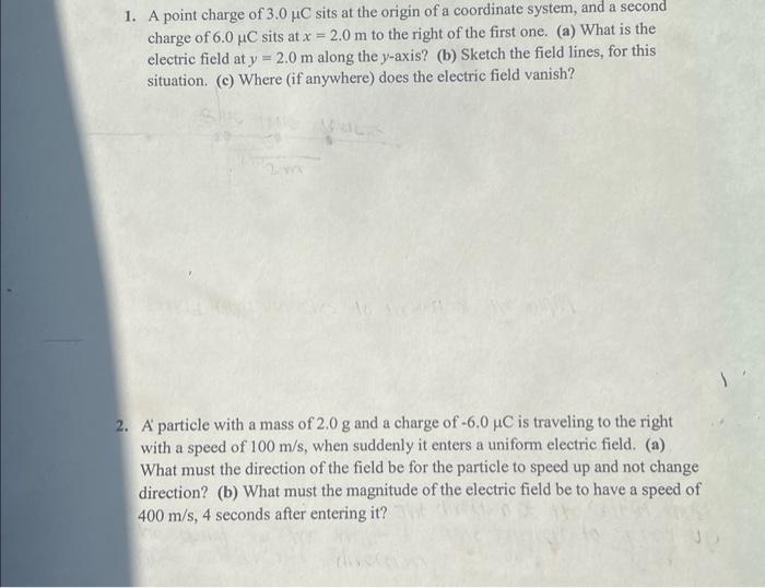 Solved 1. A point charge of 3.0μC sits at the origin of a | Chegg.com