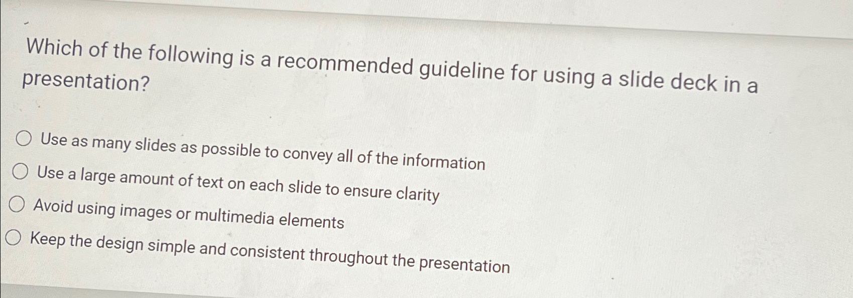 Solved Which of the following is a recommended guideline for | Chegg.com