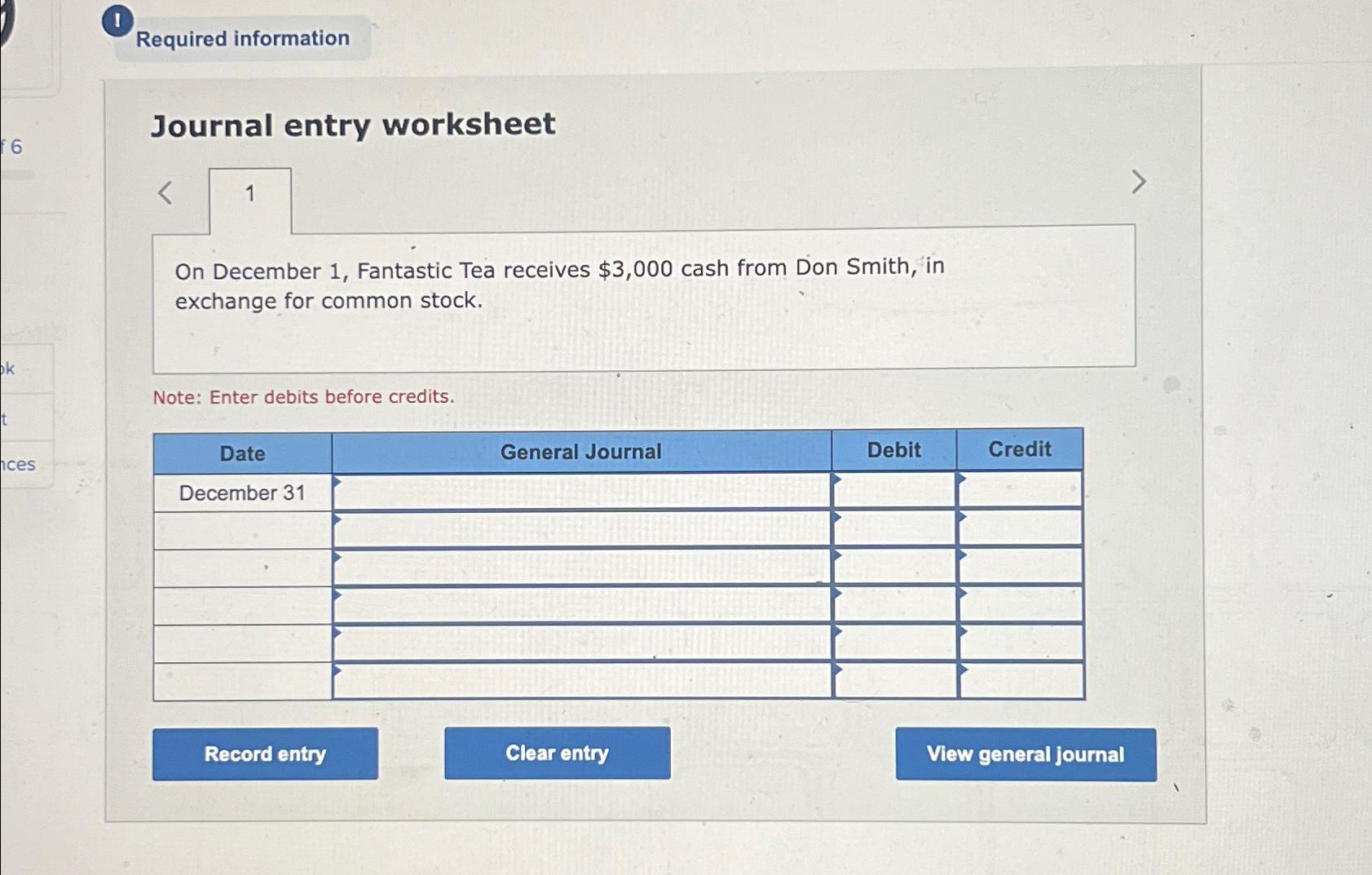 Solved Required informationJournal entry worksheet1On | Chegg.com