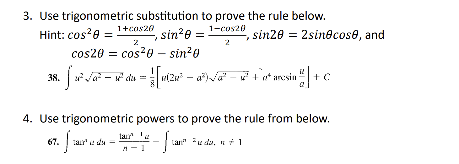 Solved Use trigonometric substitution to prove the rule | Chegg.com