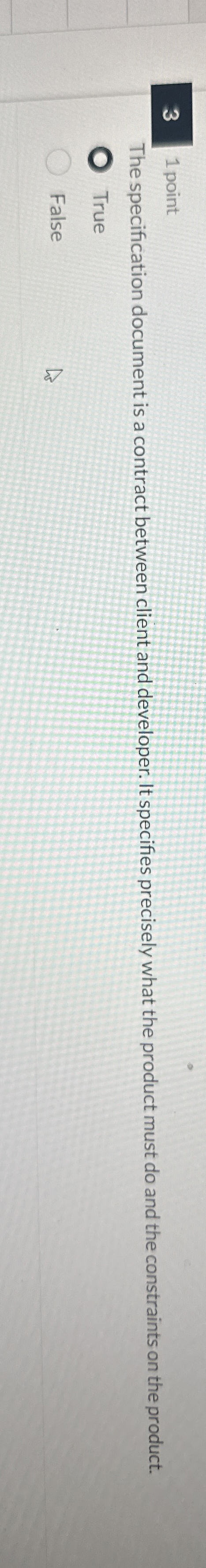 Solved 31 ﻿pointThe specification document is a contract | Chegg.com