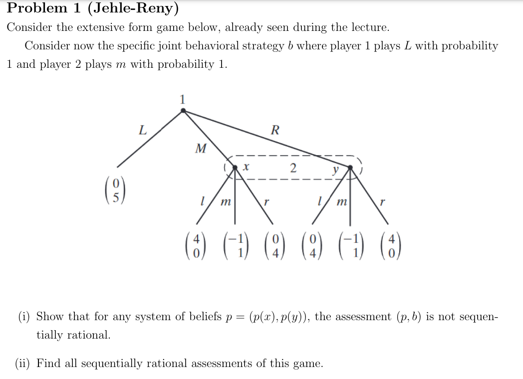Solved Problem 1 (Jehle-Reny)Consider the extensive form | Chegg.com
