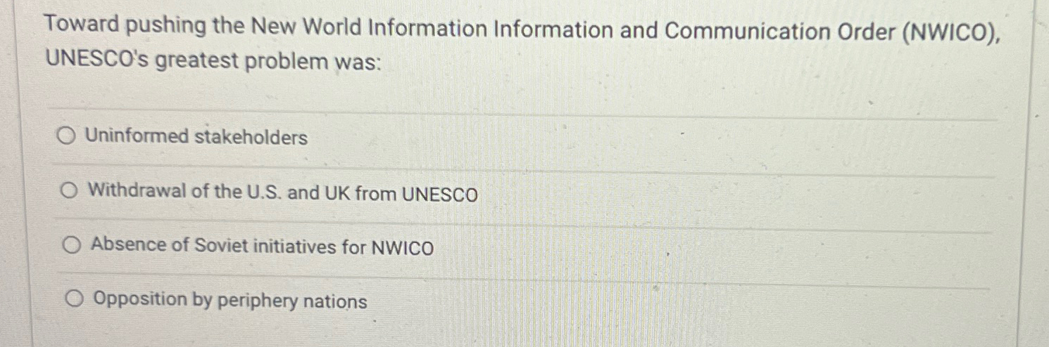Solved Toward pushing the New World Information Information | Chegg.com