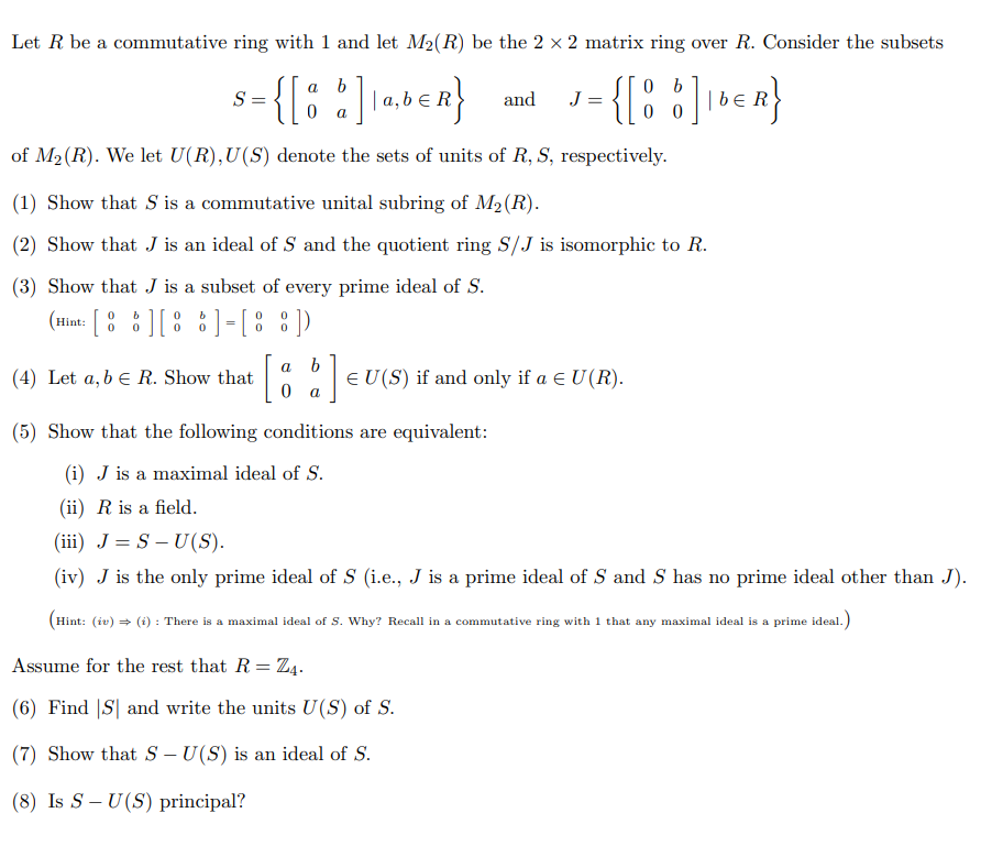 Solved (Hint: iv Algebra question. Please provide a | Chegg.com